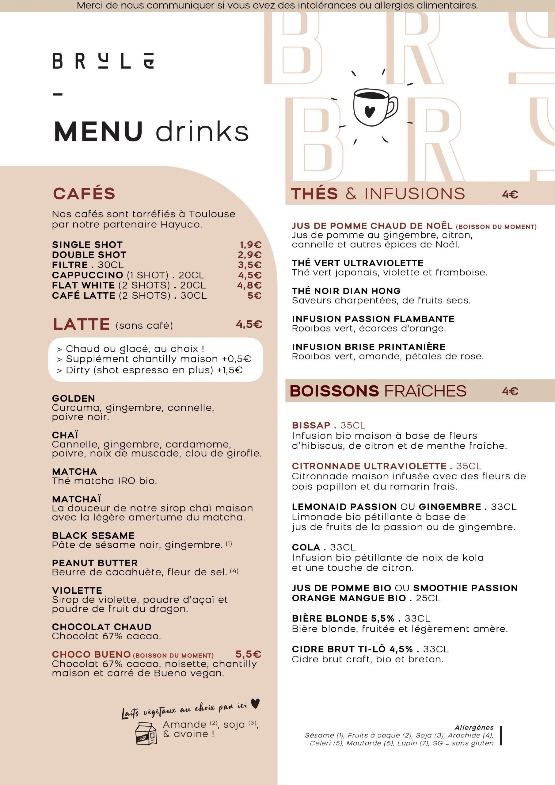 Menu – Brûlé